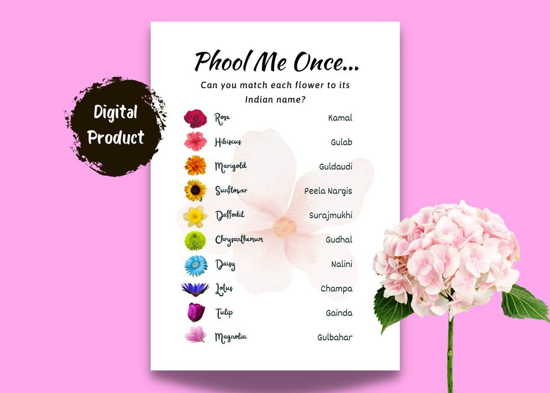Hindi Flower Game: Phool Me Once...can You Match Each Flower to Its ...