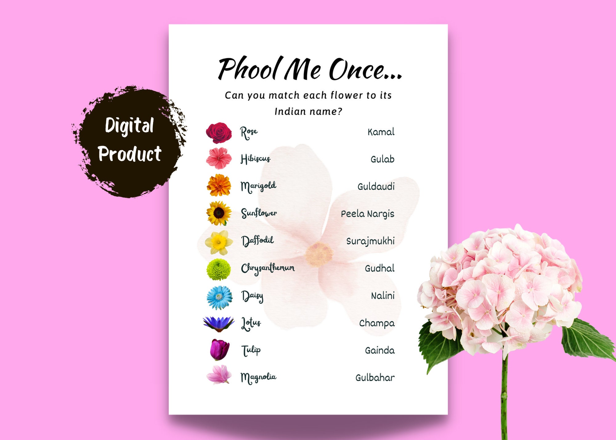 Hindi Flower Game: Phool Me Once...can You Match Each Flower to Its ...