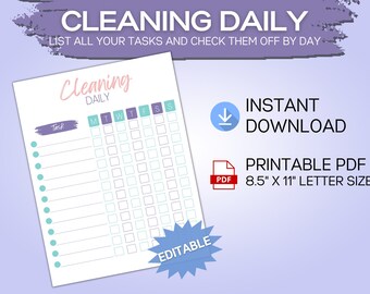 Super Simple Daily, Weekly, Monthly Cleaning Checklist - Etsy
