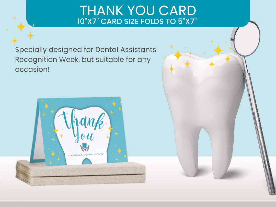 Thank You Card Editable | Personalized Template | Dental Assistant ...