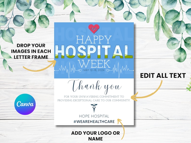 Happy Hospital Week Flyer | Editable Hospital Sign | Staff Appreciation ...