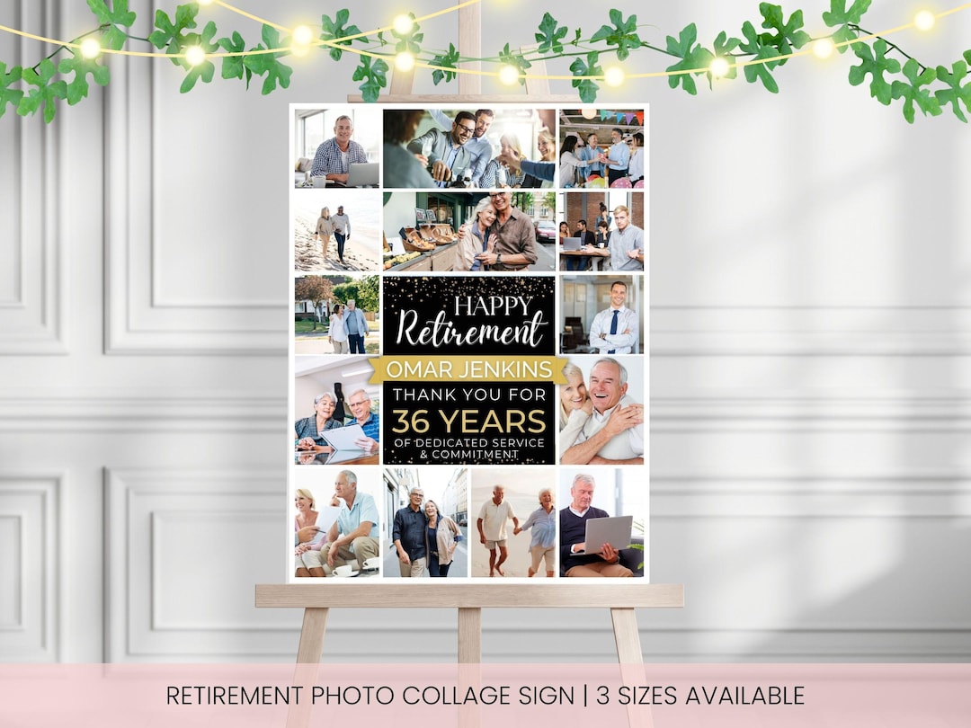 Retirement Party Photo Collage | Canva Template | Custom Retirement ...