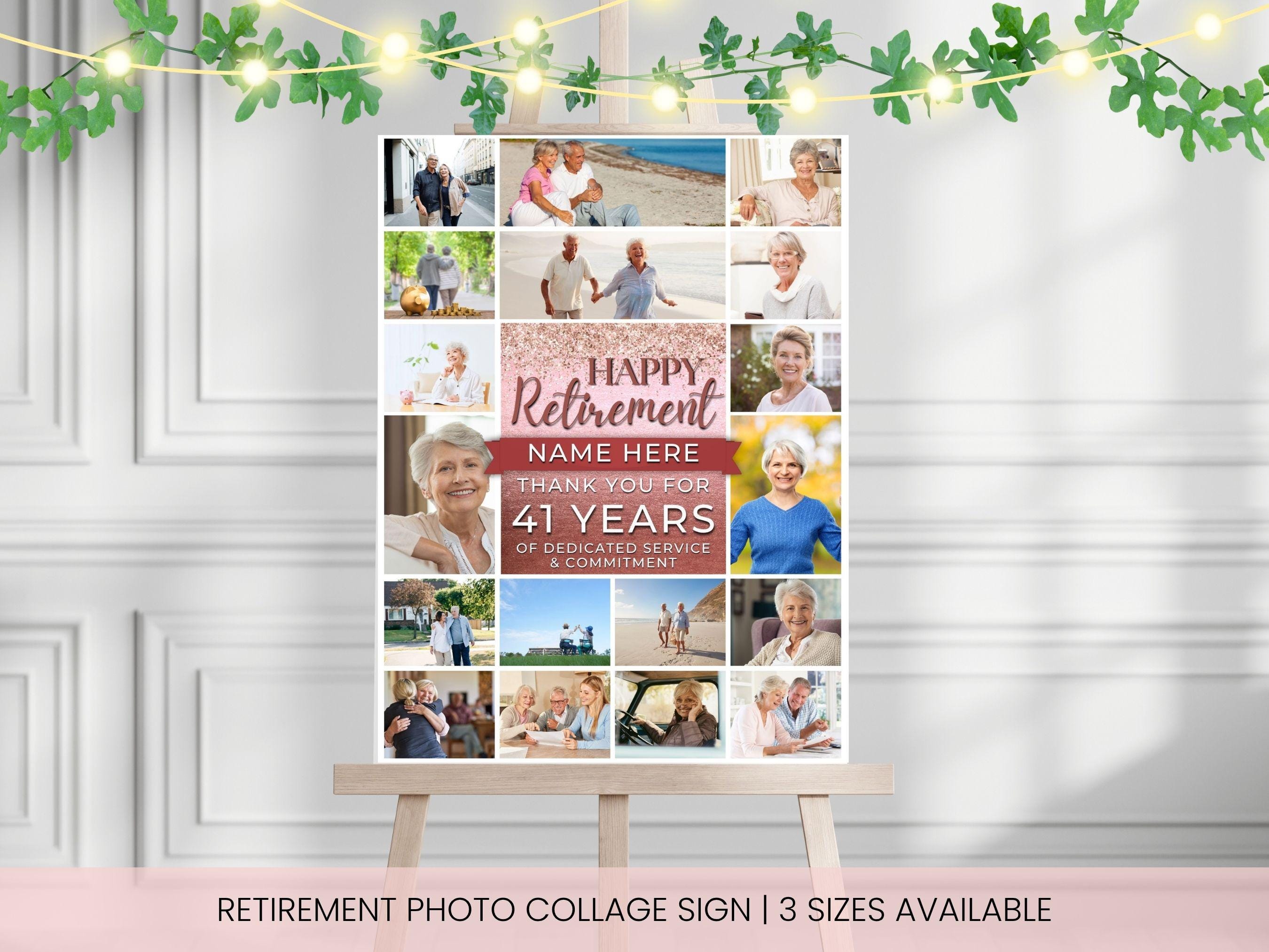 Retirement Photo Collage Template for Women – 18 Photo Frame | Rose ...