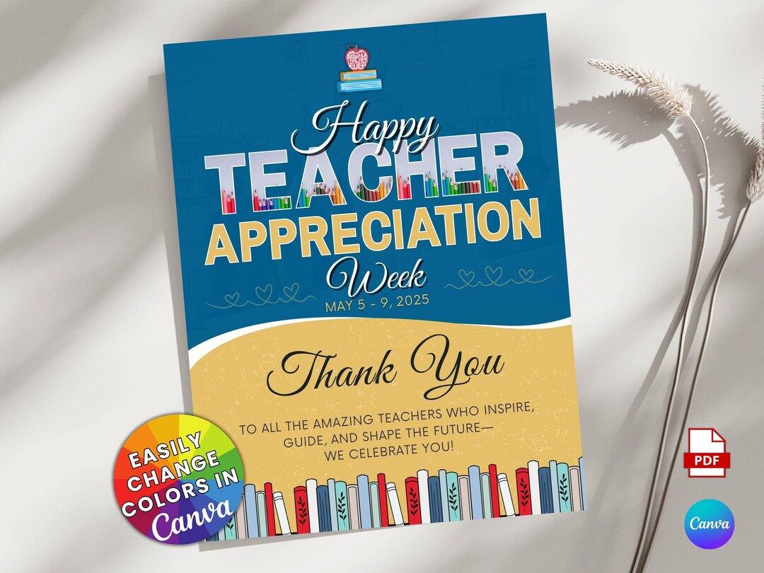 Teacher Appreciation Week Canva Template | Editable Thank You Flyer ...