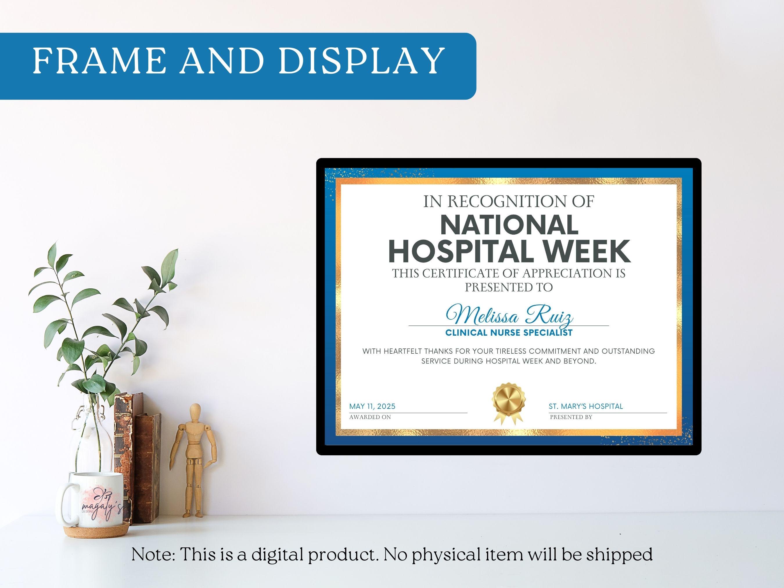 Hospital Week Certificate of Recognition Template | Editable Canva ...