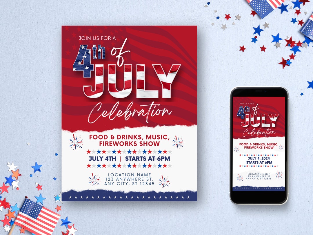 4th of July Invitation | Red, White, and Blue | Independence Day Party ...