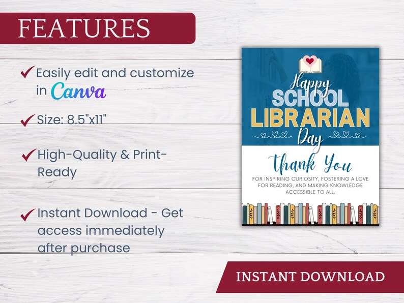 Editable School Librarian Appreciation Flyer | Canva Template + Bonus ...