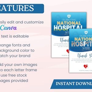 Hospital Week Thank You Flyer Template | Editable Canva Appreciation ...