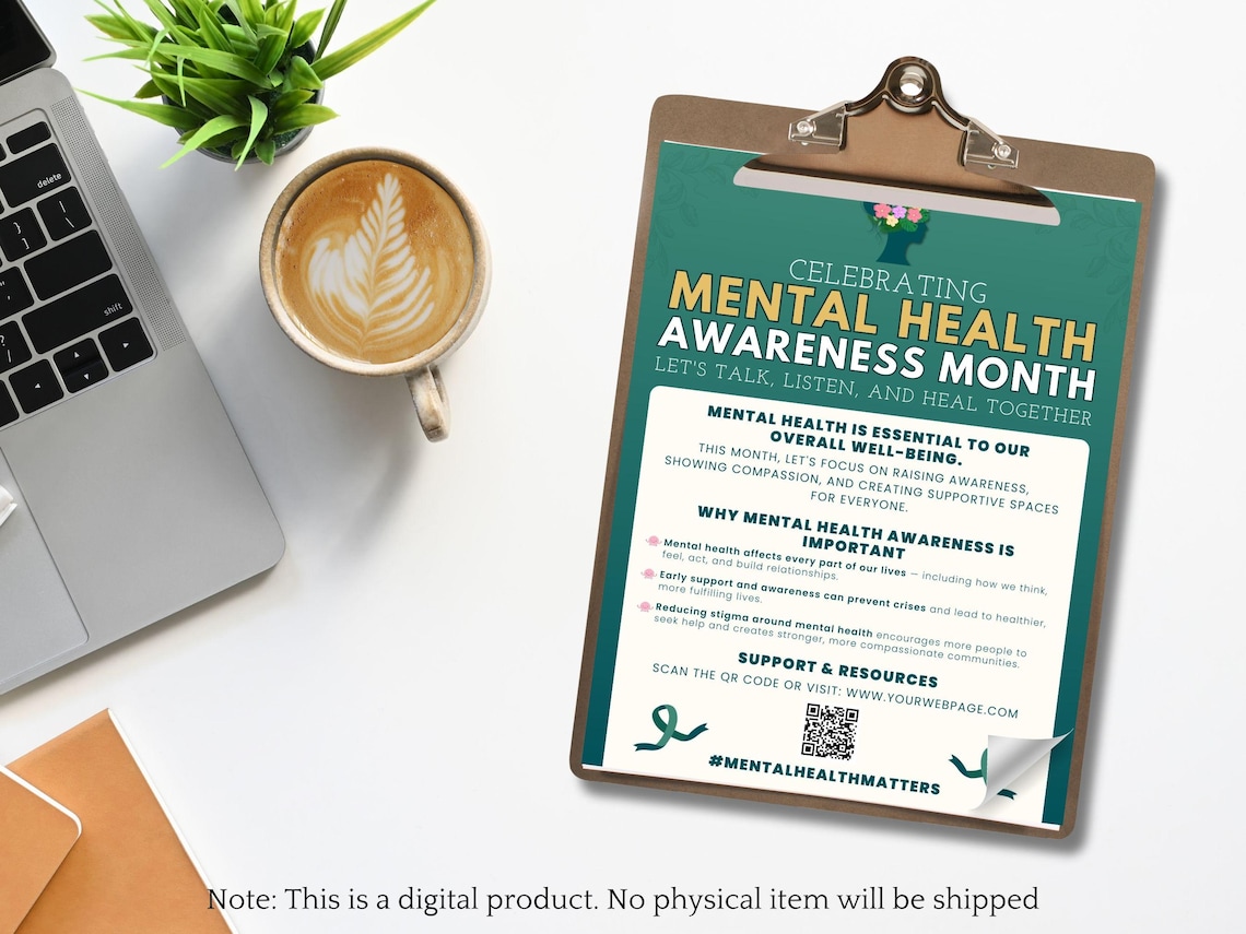 Mental Health Awareness Poster Canva Template | Editable Printable ...