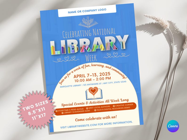 Happy Library Week Flyer Template | Public Library Program Flyer ...