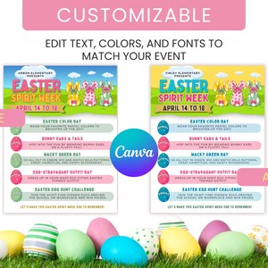 Editable Easter Spirit Week Flyer Template in Canva. Fun Daily Themes ...