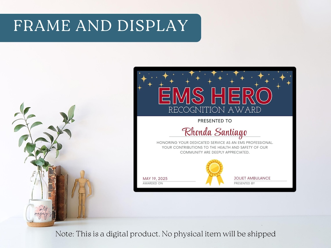 EMS Recognition Certificate Template | EMT Paramedic Appreciation Award ...