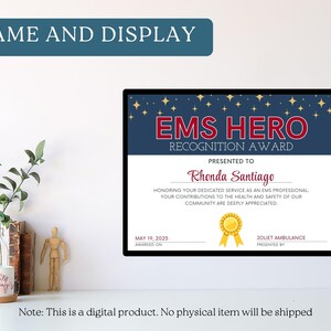 EMS Recognition Certificate Template | EMT Paramedic Appreciation Award ...