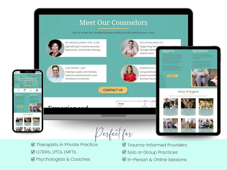 Therapist Website Template Canva | Landing Page for Coaches & Mental ...