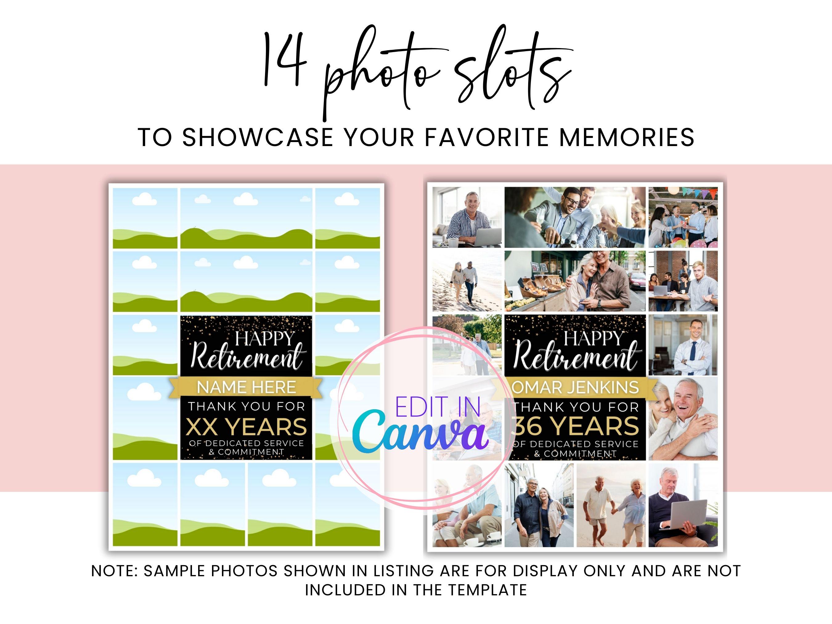 Retirement Party Photo Collage | Canva Template | Custom Retirement ...