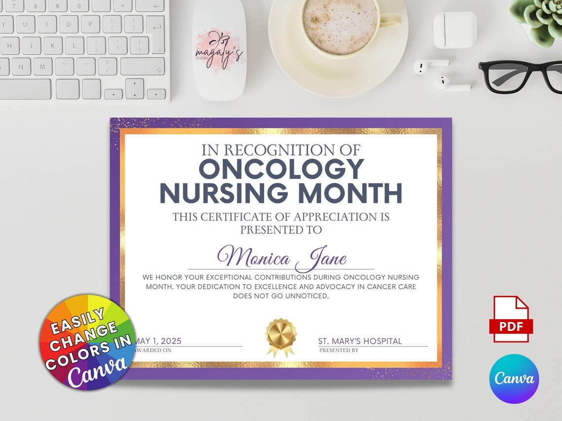 Certificate of Recognition Oncology Nurse | Oncology Nursing Awareness ...