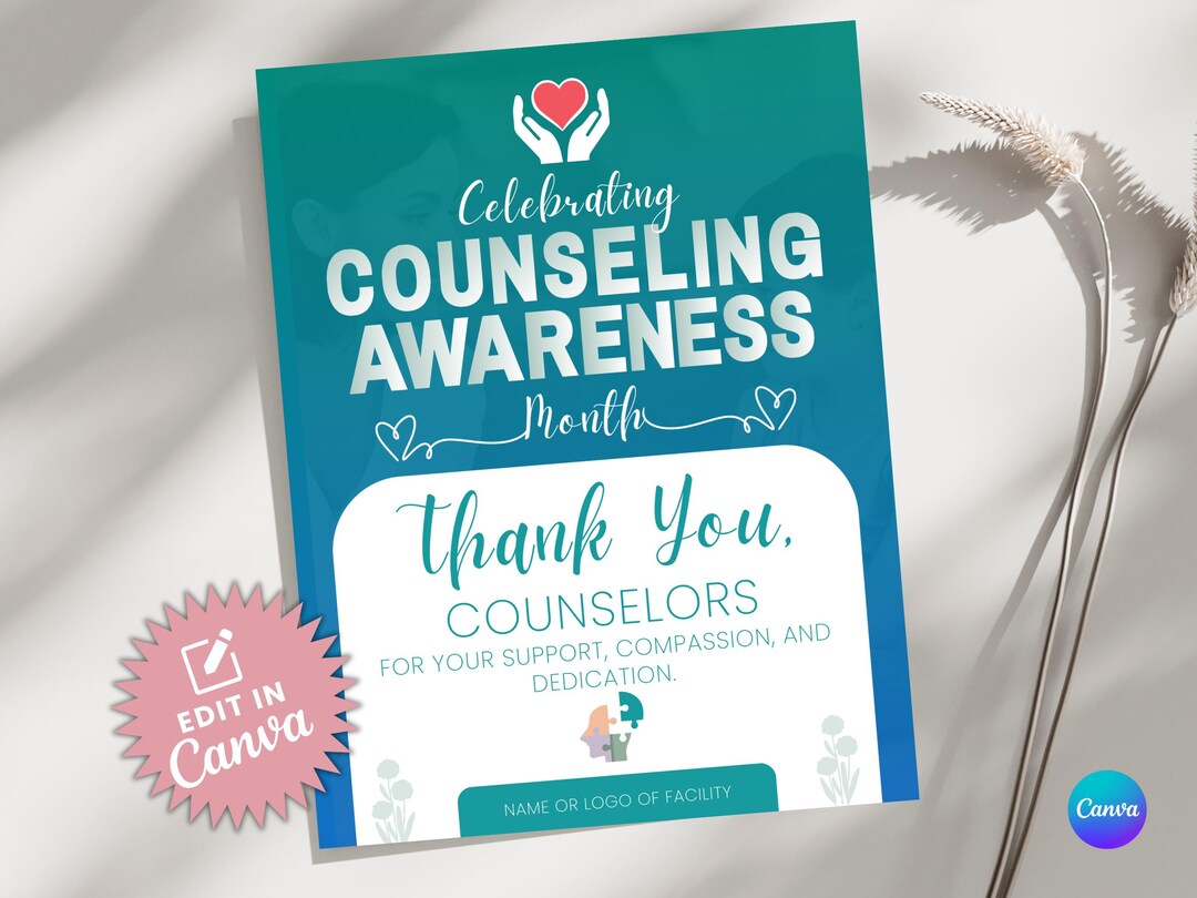 Counseling Awareness Flyer | Editable Canva Template | Mental Health ...