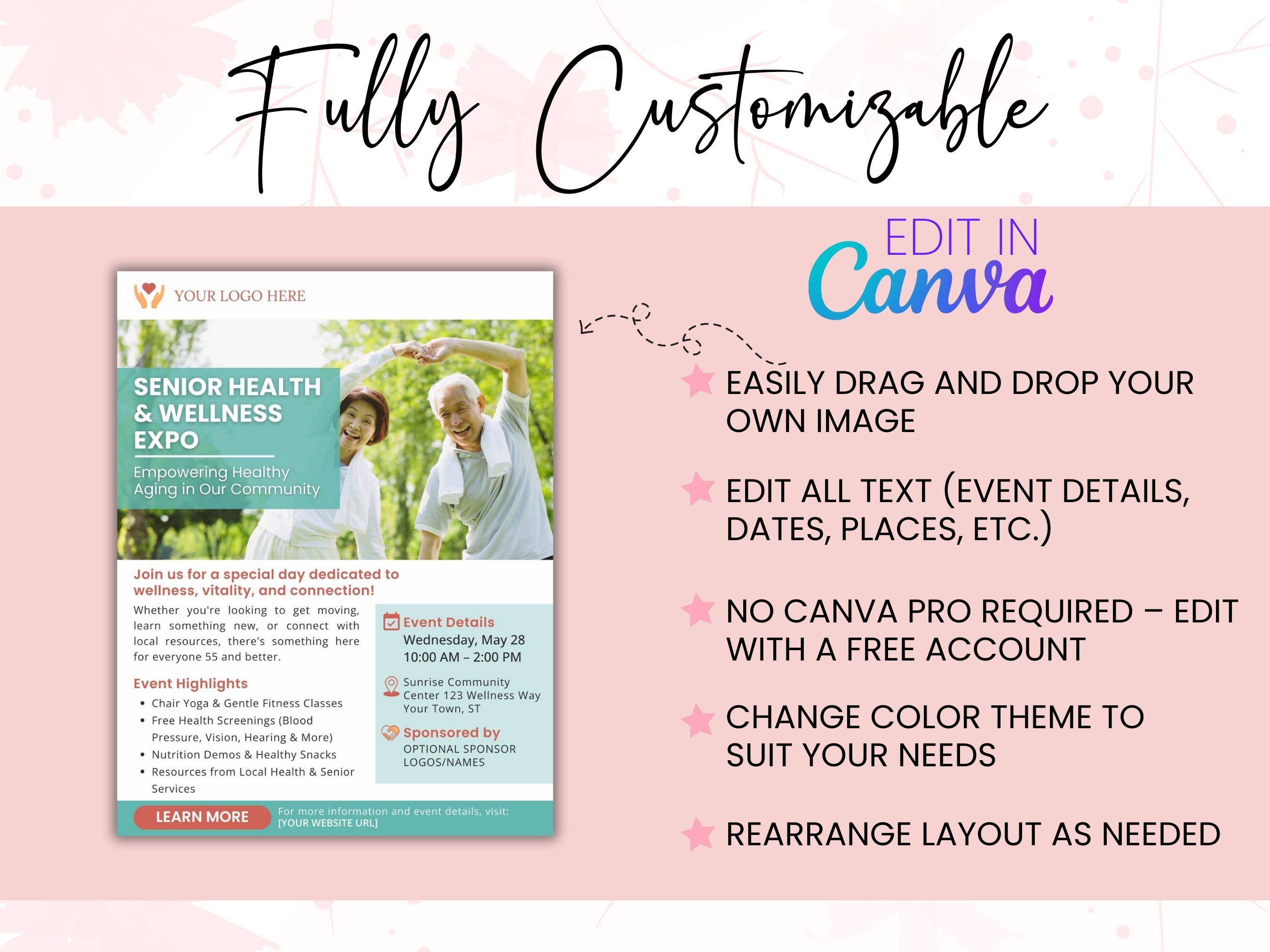 Senior Health Fair Flyer Template | Community Event Poster | Senior ...