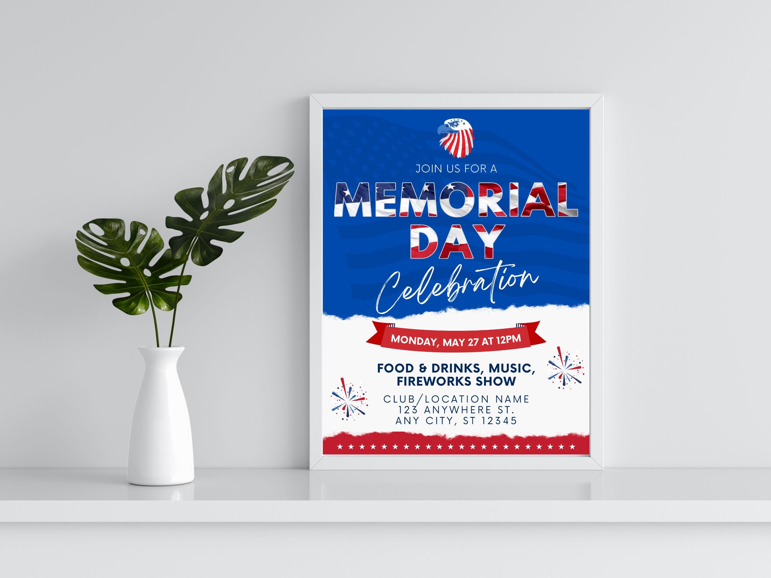 Memorial Day Flyer Template | Red, White, and Blue | Memorial Day Party ...