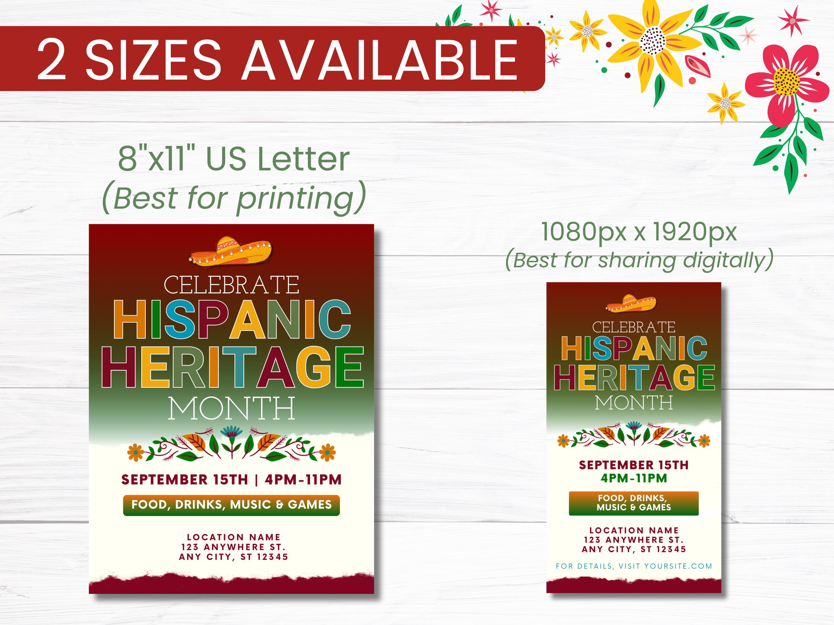 Editable Hispanic Heritage Month Event Flyer | Canva Template - Etsy