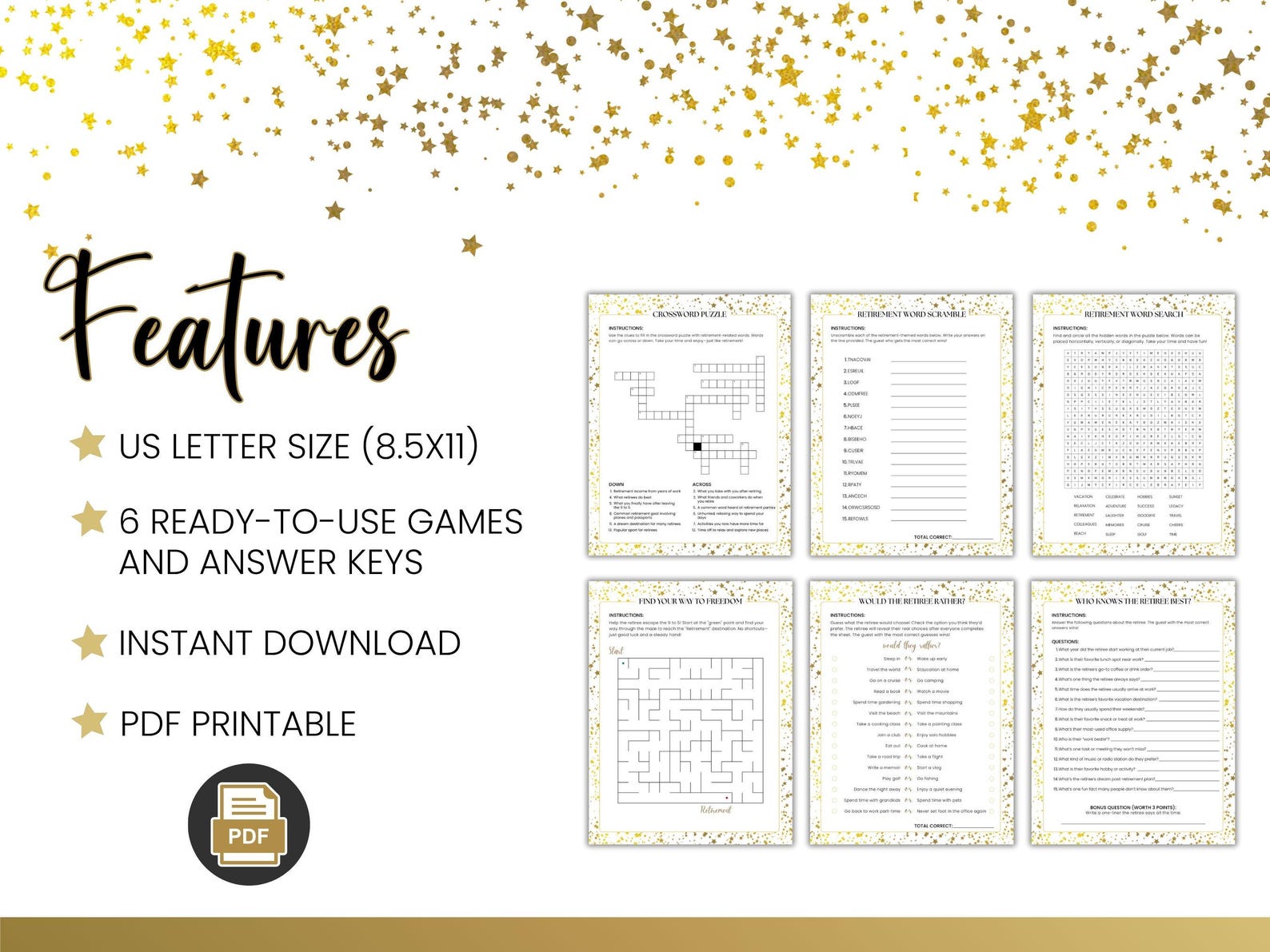 Printable Retirement Party Game Bundle | 6 Fun Activities Trivia ...