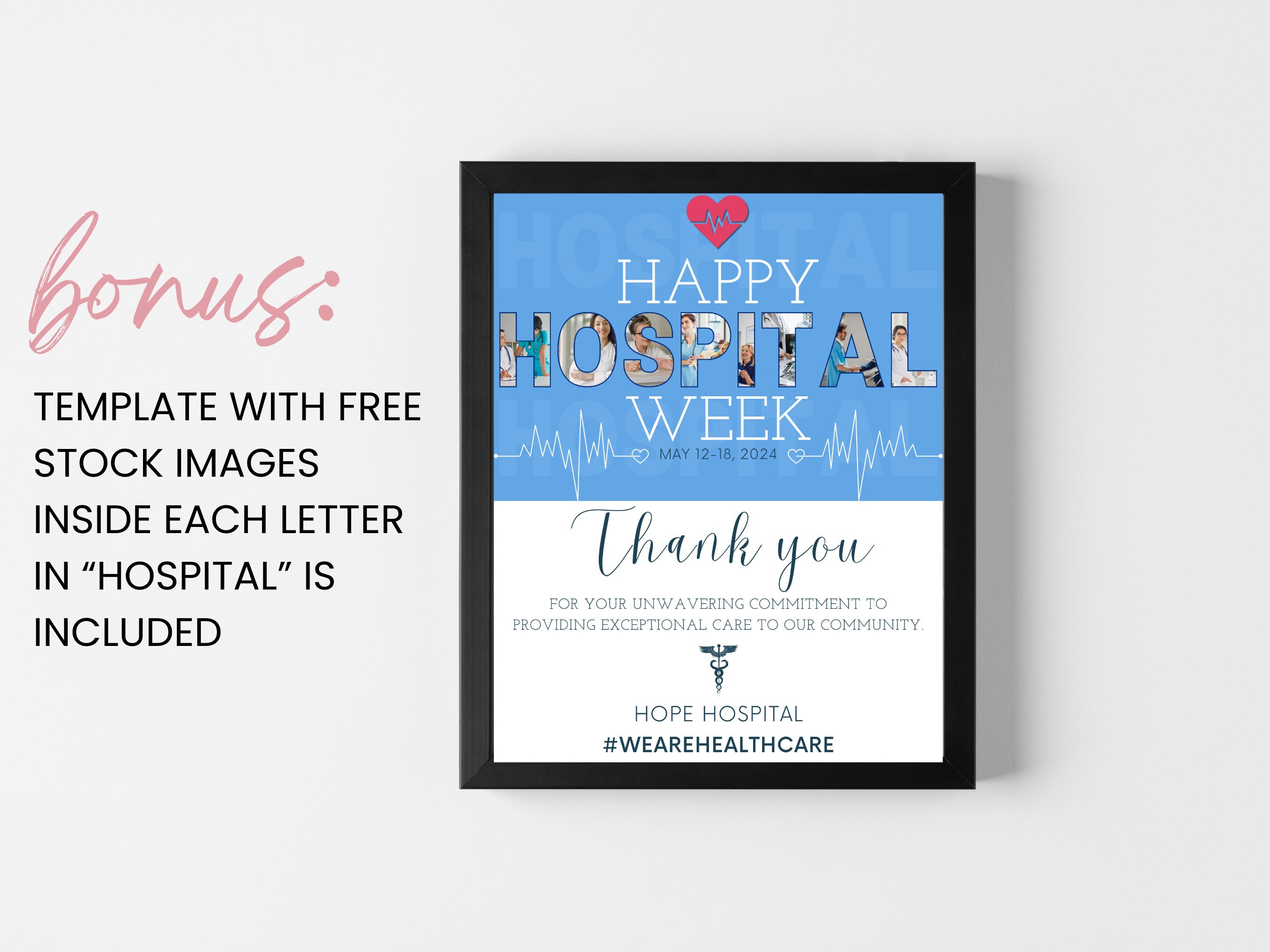 Happy Hospital Week Flyer | Editable Hospital Sign | Staff Appreciation ...