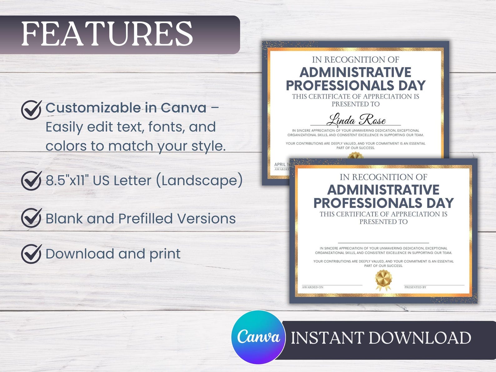 Certificate of Recognition for Administrative Professionals | Canva ...