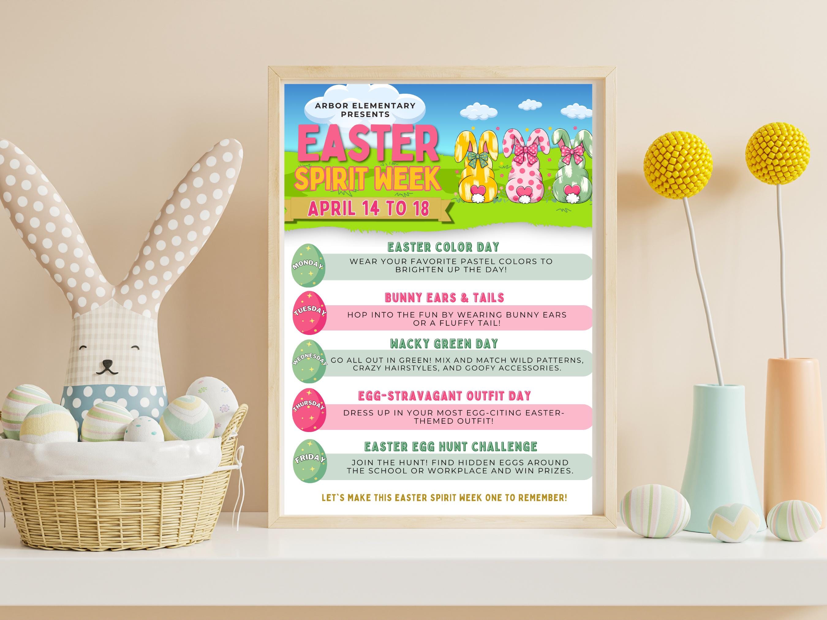 Editable Easter Spirit Week Flyer Template in Canva. Fun Daily Themes ...