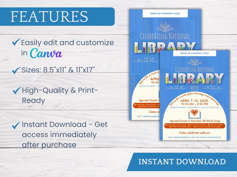 Happy Library Week Flyer Template | Public Library Program Flyer ...
