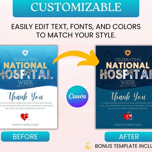 Hospital Week Thank You Flyer Template | Editable Canva Appreciation ...