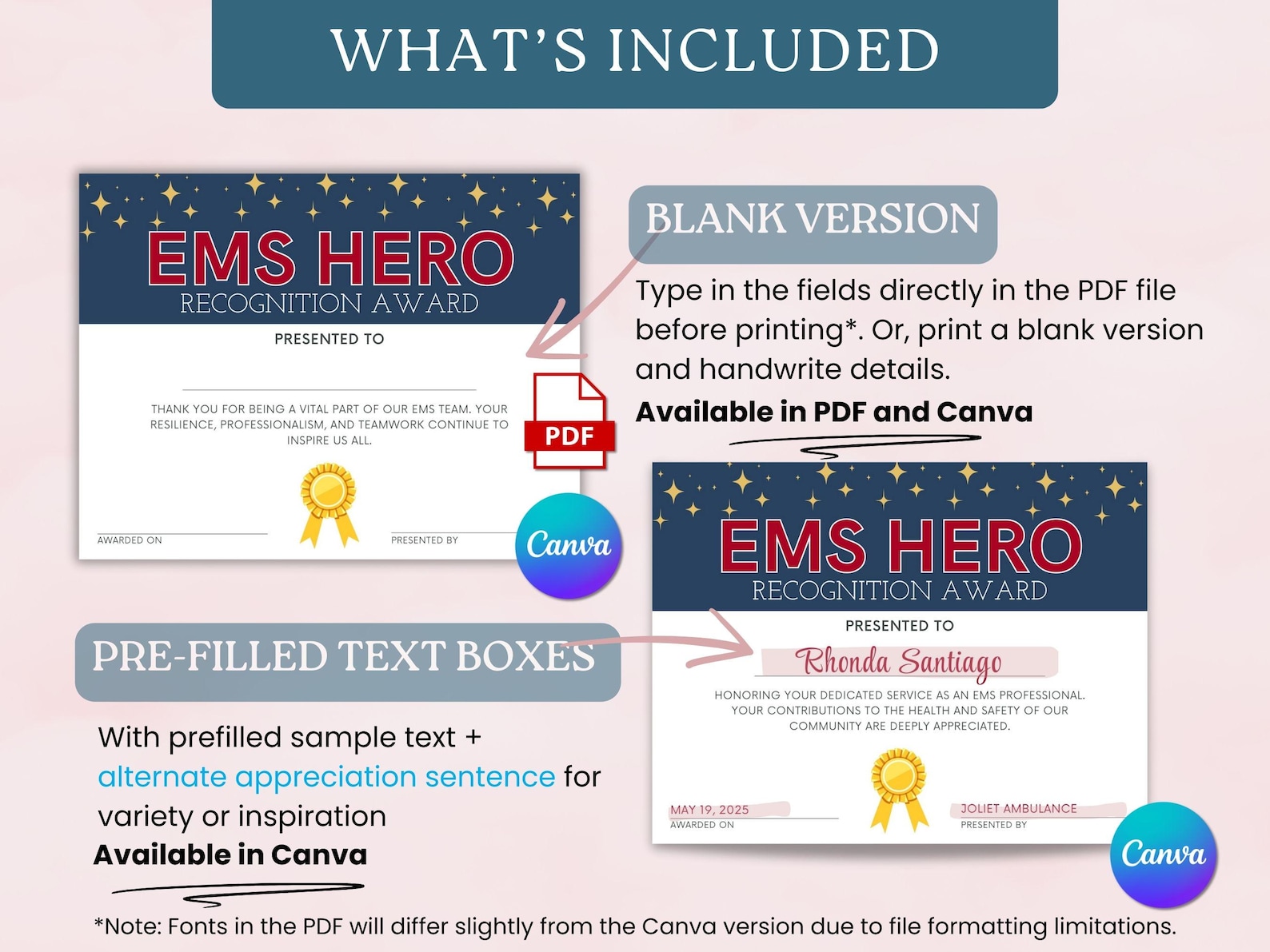 EMS Recognition Certificate Template | EMT Paramedic Appreciation Award ...