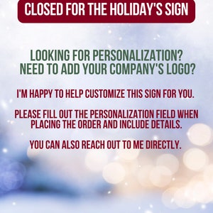 Closed for Holiday’s Company Sign | Christmas Theme | Business Hours ...