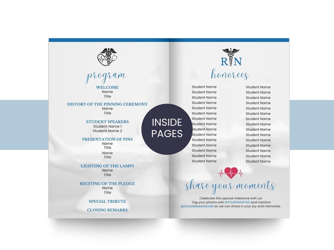 Nursing Pinning Ceremony Program Template | RN Graduation Pamphlet ...