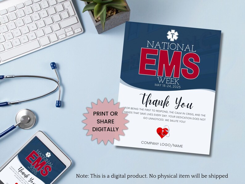 EMS Week Thank You Flyer Canva Template | Editable Appreciation Poster ...