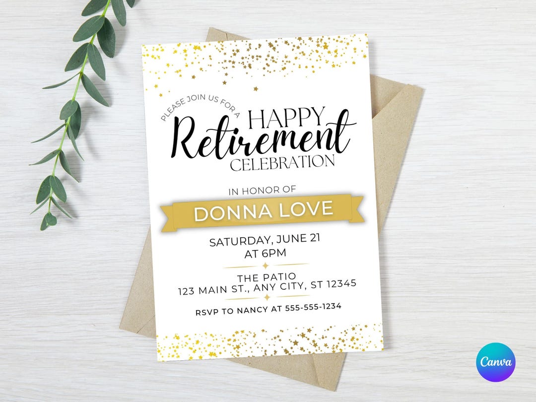 Minimalist Retirement Party Invitation – 5x7 Editable Canva Template ...