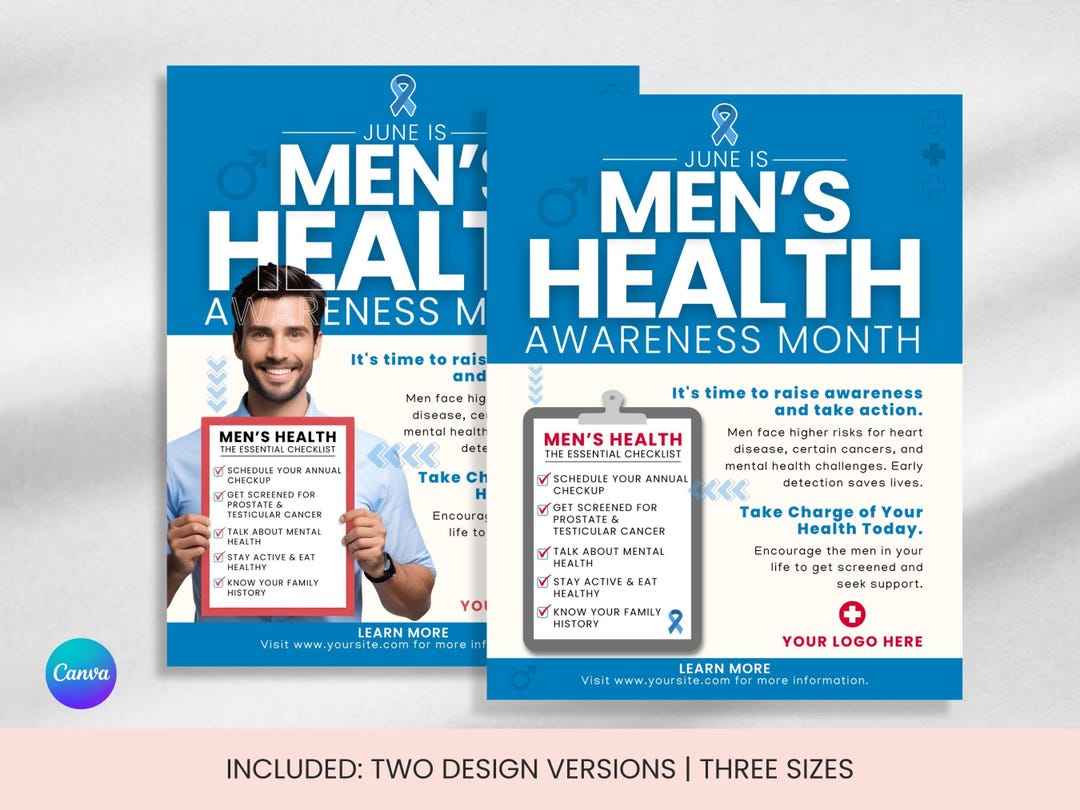 Men’s Health Month Poster Canva Template | Wear Blue in June | Men’s ...