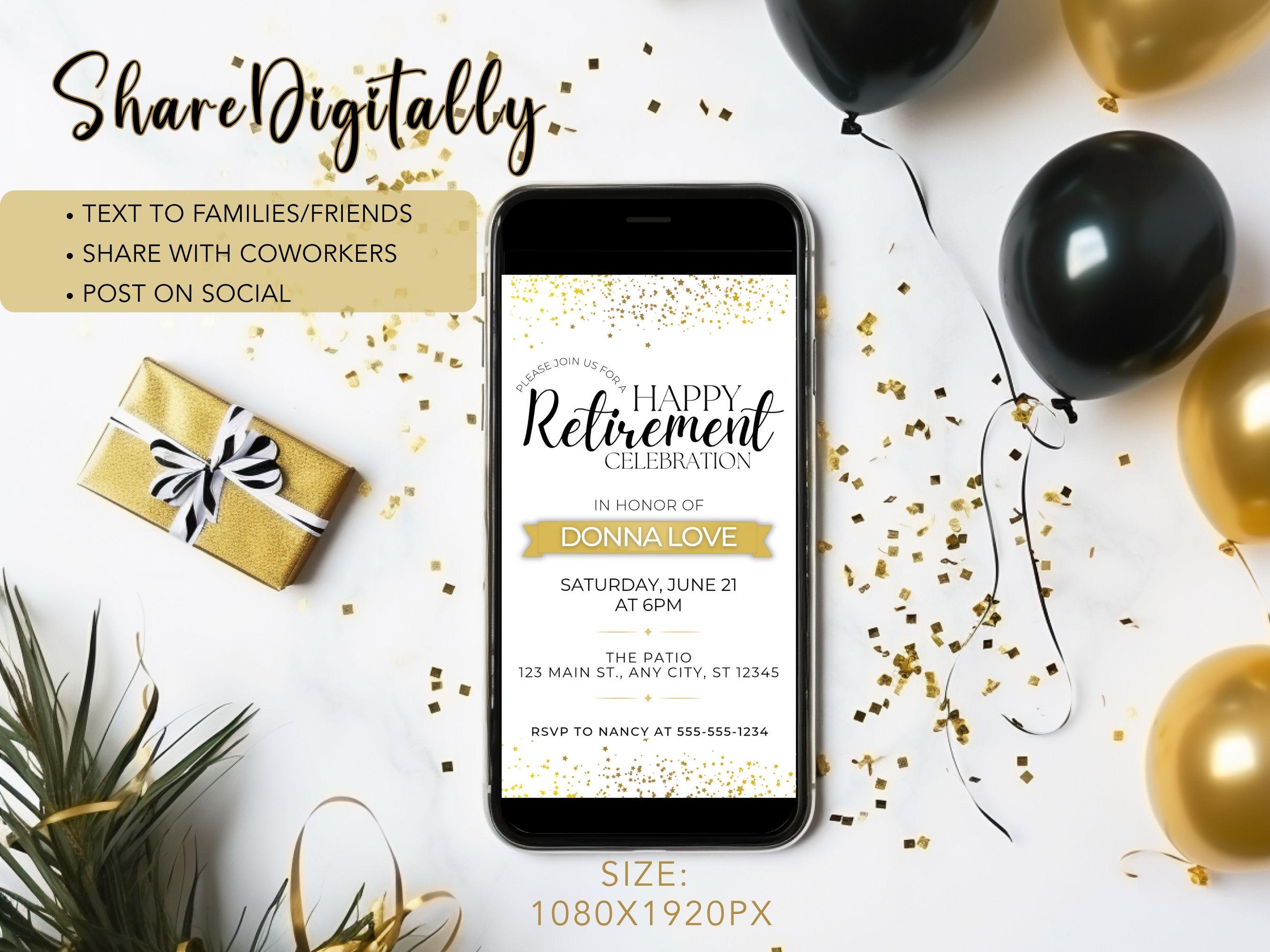 Minimalist Retirement Party Invitation – 5x7 Editable Canva Template ...