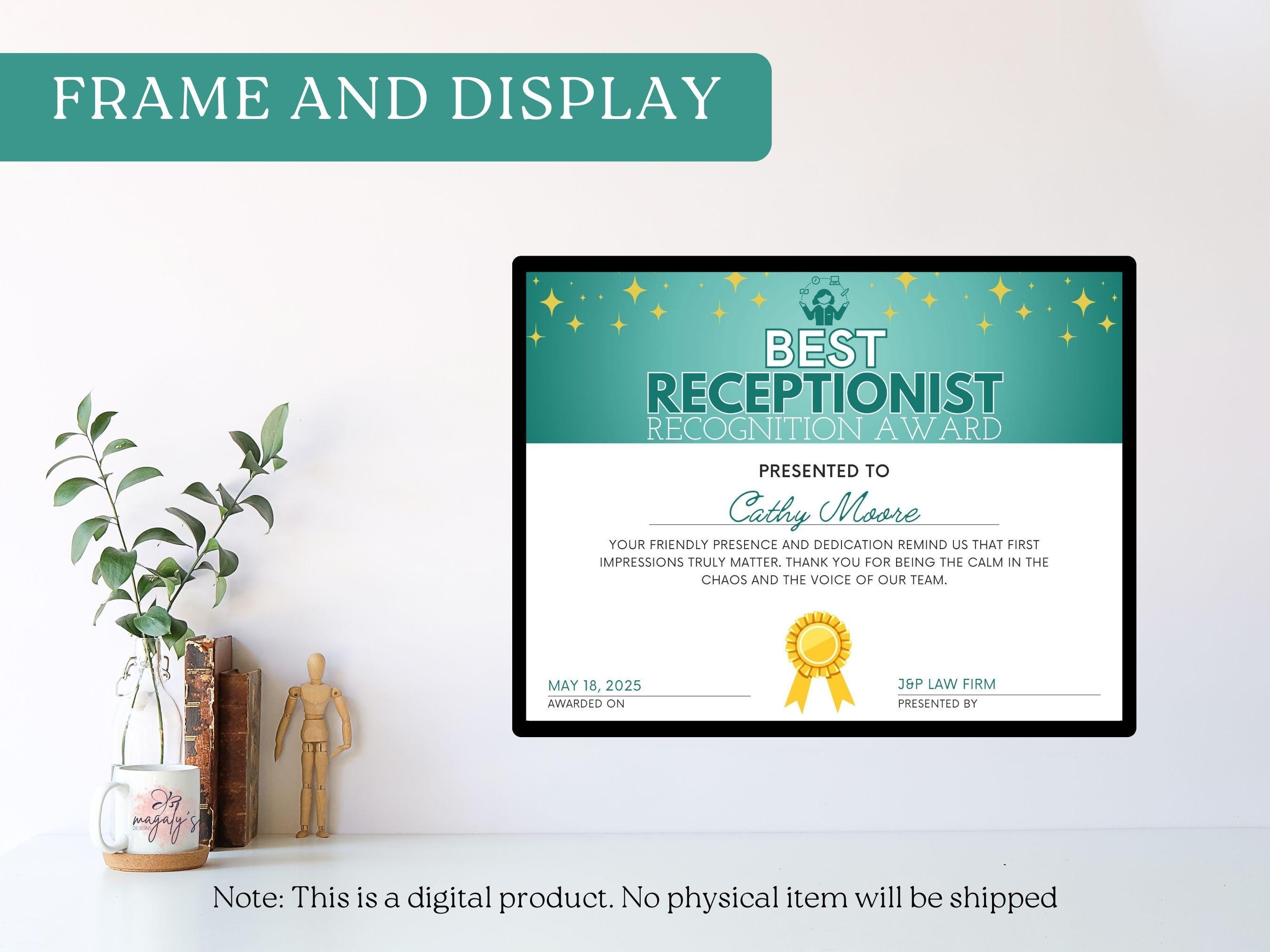 Receptionist Certificate of Appreciation – Editable Canva Template ...