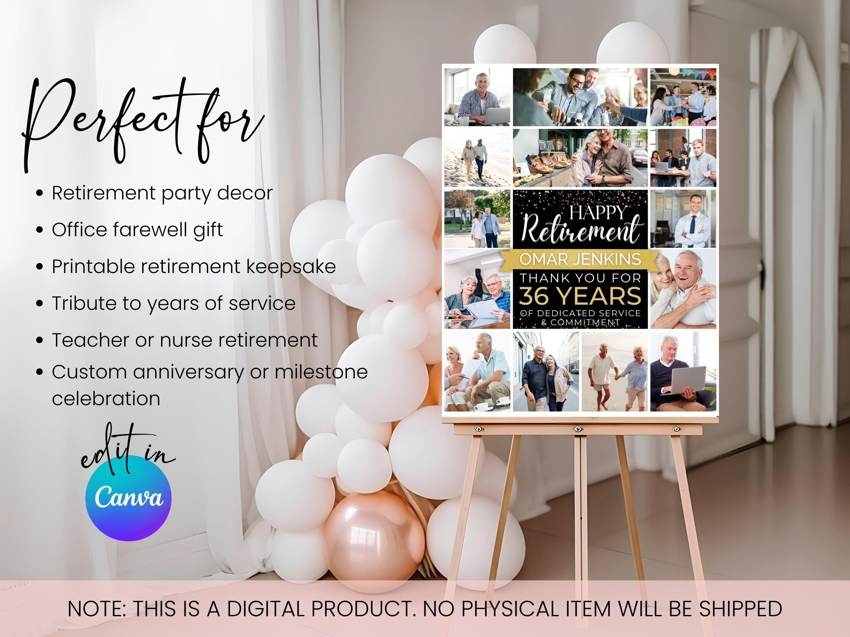 Retirement Party Photo Collage | Canva Template | Custom Retirement ...