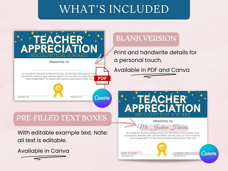 Teacher Award | Certificate of Recognition | Canva Template | Teacher ...