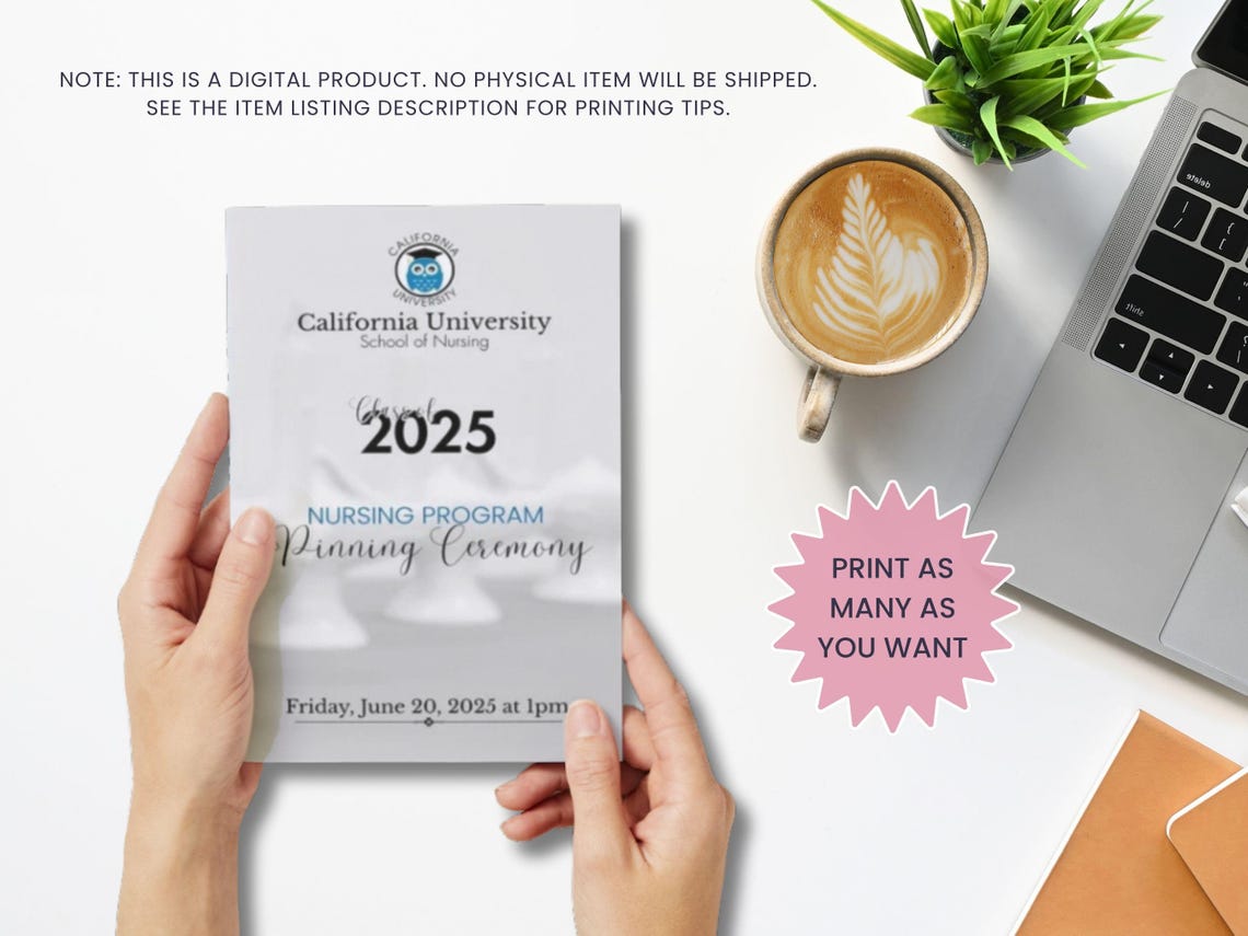 Nursing Pinning Ceremony Program Template | RN Graduation Pamphlet ...