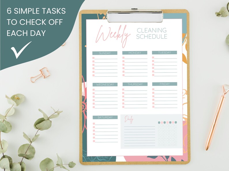 Editable Weekly Cleaning Schedule | Daily Chores Printable ...