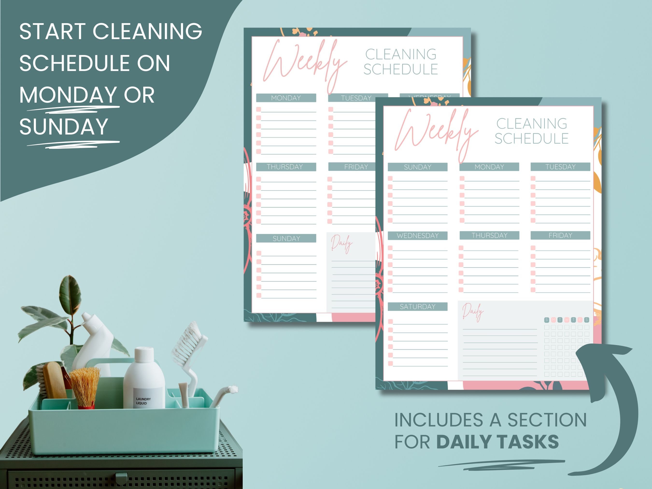 Editable Weekly Cleaning Schedule | Daily Chores Printable | Customizable Cleaning Checklist ...