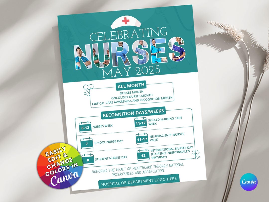 Nurse Appreciation Month Canva Flyer | May Nurses Week Editable Poster ...