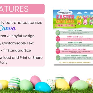 Editable Easter Spirit Week Flyer Template in Canva. Fun Daily Themes ...