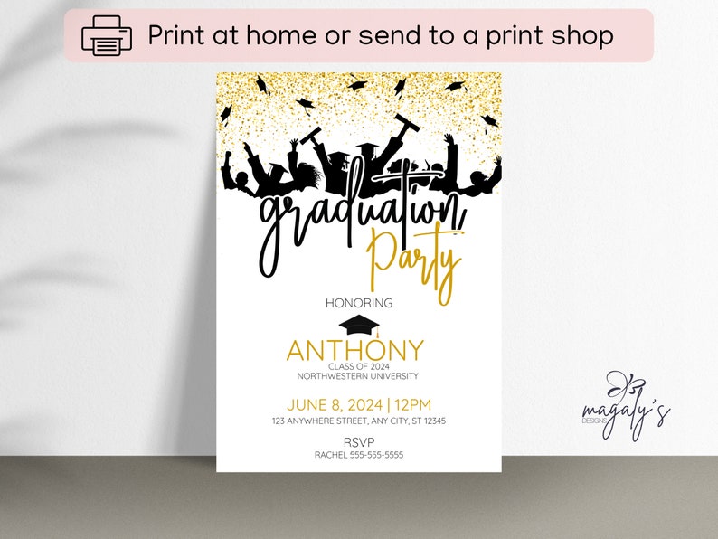 Graduation Invitation for Party | 5x7 Graduation Announcement | Grad ...