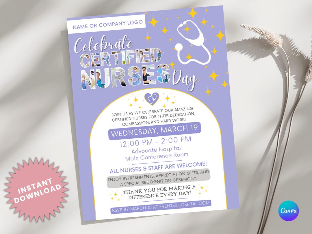 Certified Nurses Day Event Flyer | Editable Canva Template | Nurse ...