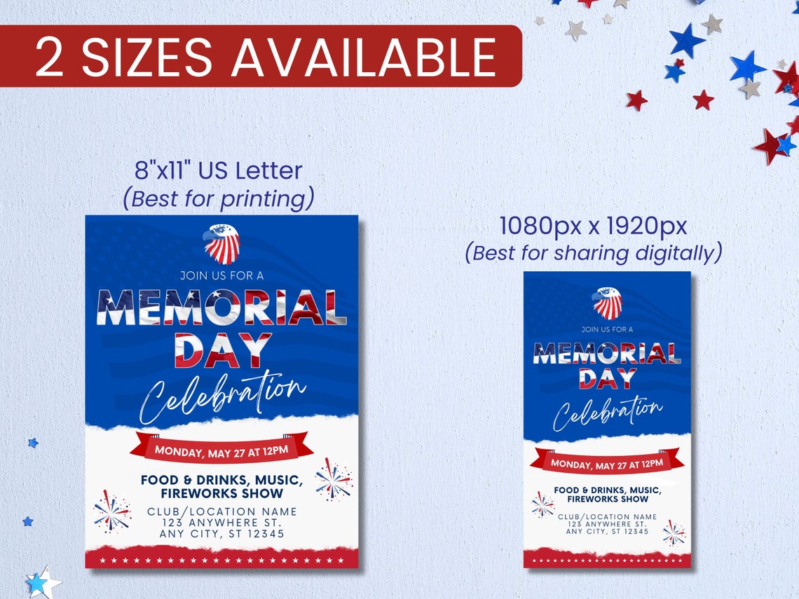Memorial Day Flyer Template | Red, White, and Blue | Memorial Day Party ...