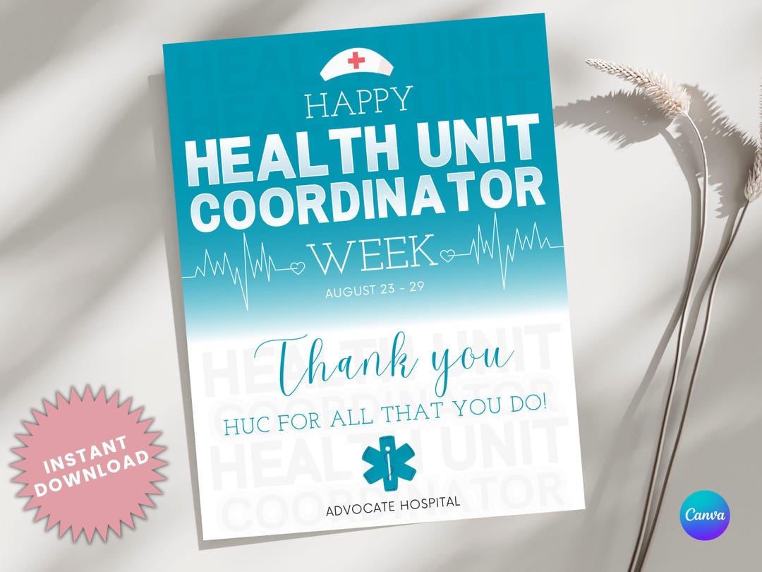Editable Health Unit Coordinator Recognition Week Flyer - Canva ...