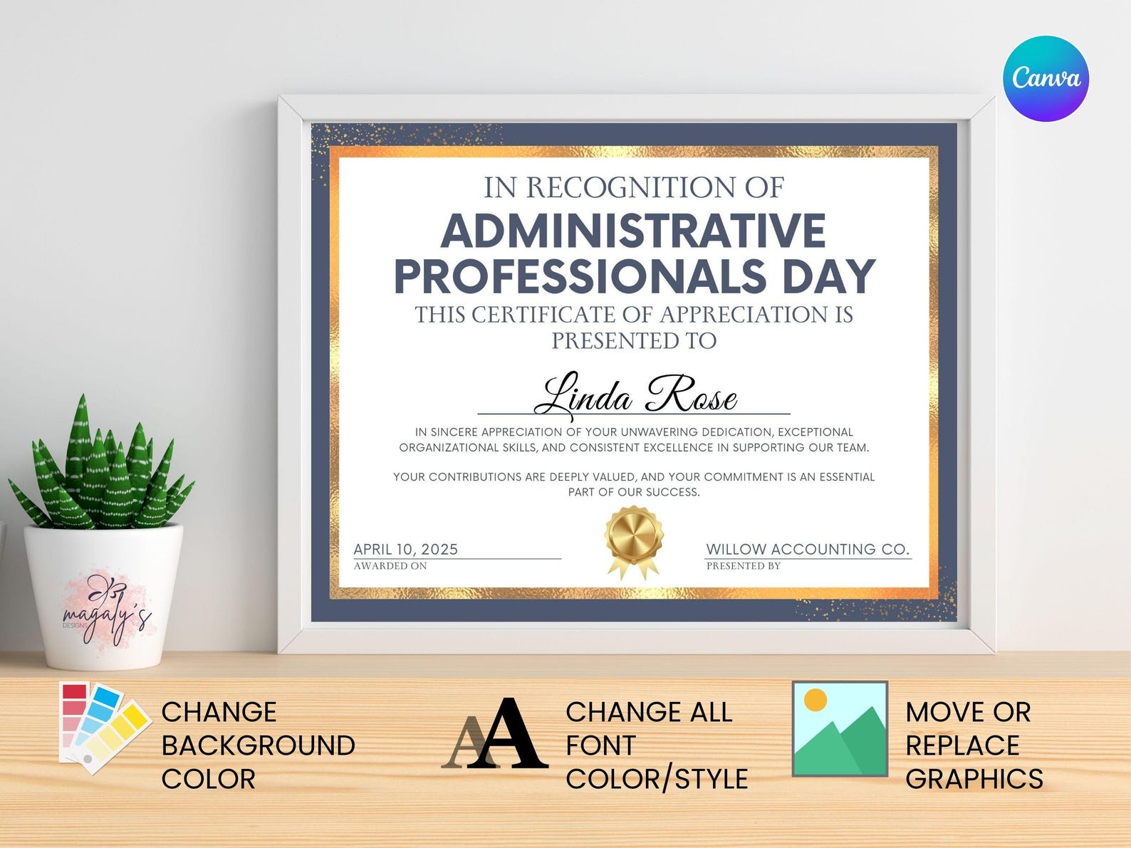 Certificate of Recognition for Administrative Professionals | Canva ...